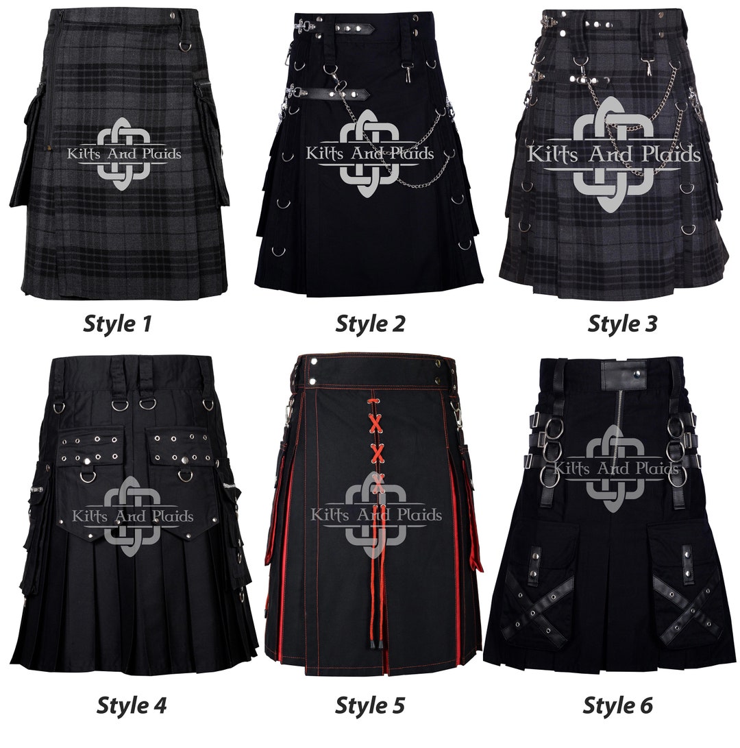 Gothic Kilt for Men - Scottish Utility Kilt - Custom Made Kilted Gothic ...