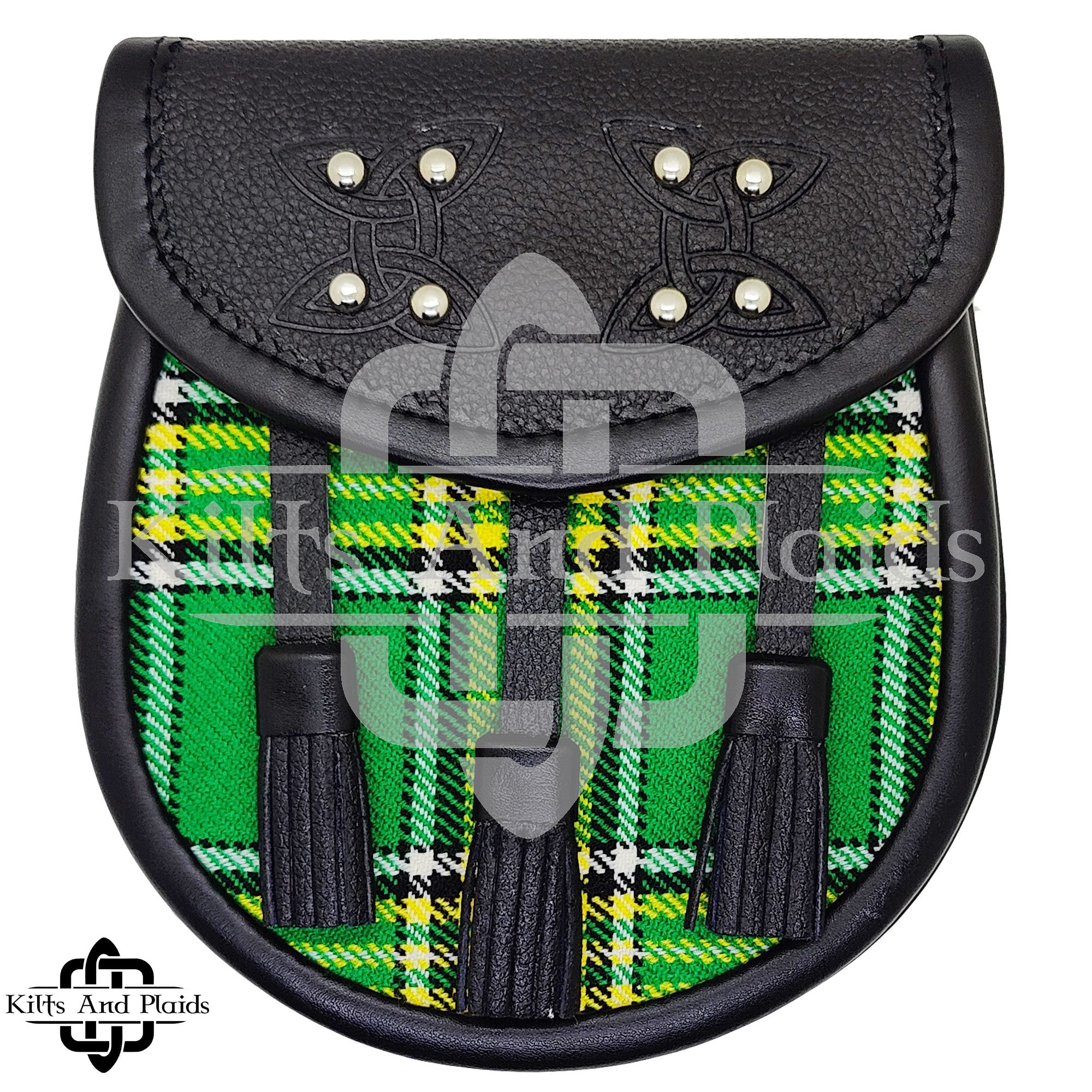 Handmade Scottish Sporran -real Black Leather Sporran - Kilt Sporran ...
