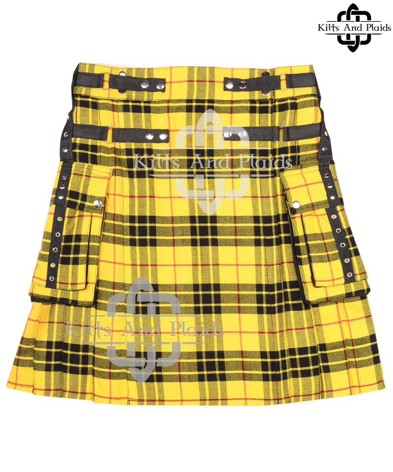 New Scottish Tartan Utility Kilt for Men - Cargo Pockets Modern Kilt ...