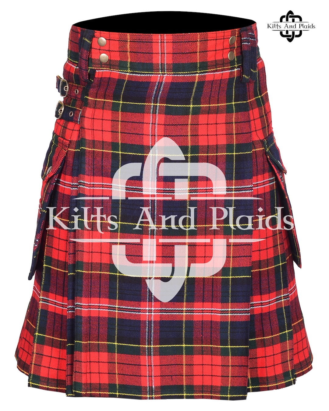 MACPHERSON TARTAN Handmade Scottish Tartan Utility Kilt - Cargo Pockets ...