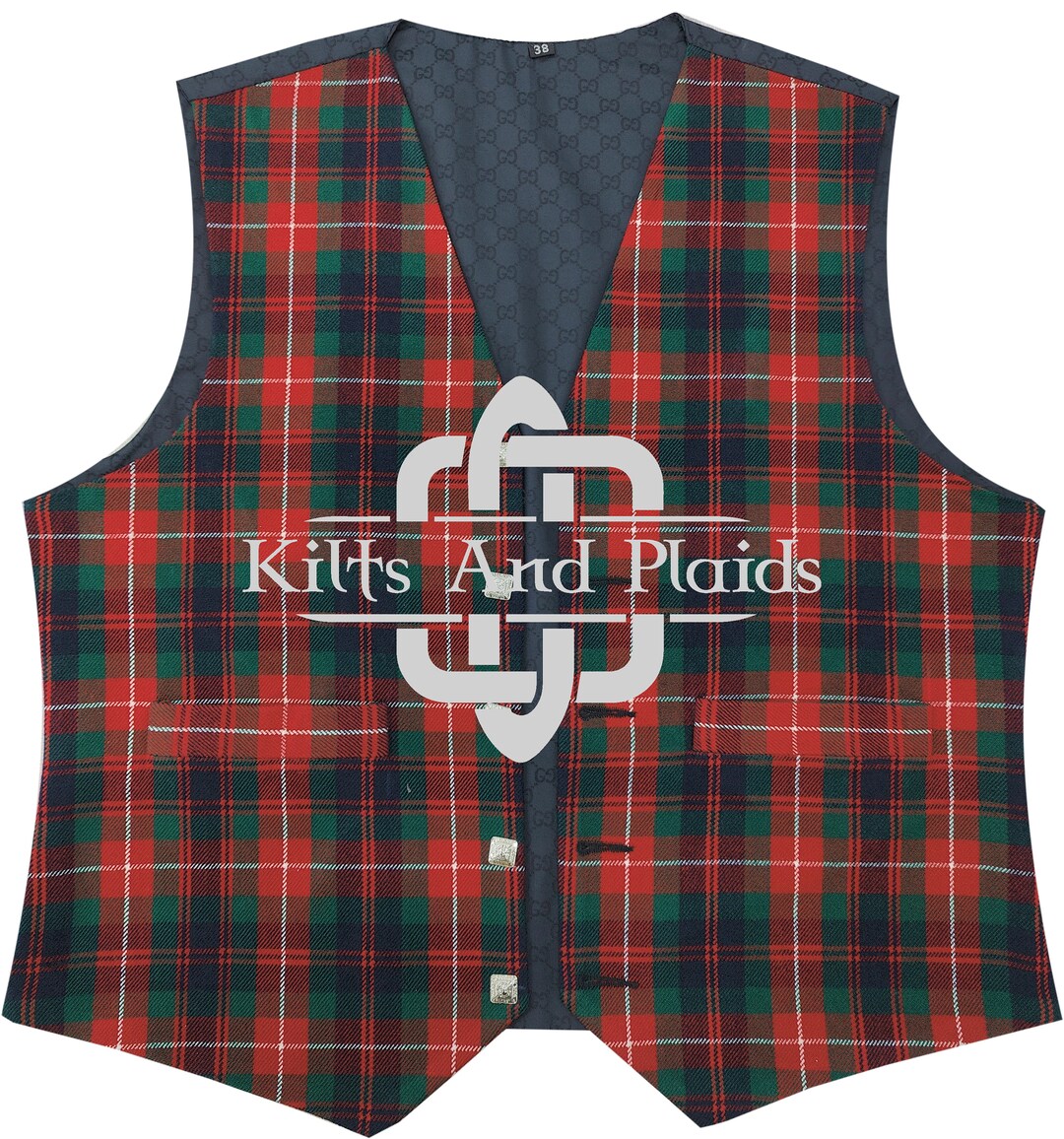 Scottish Tartan Waistcoat - 5 Buttons Argyll Vest - Kilt Waistcoat ...