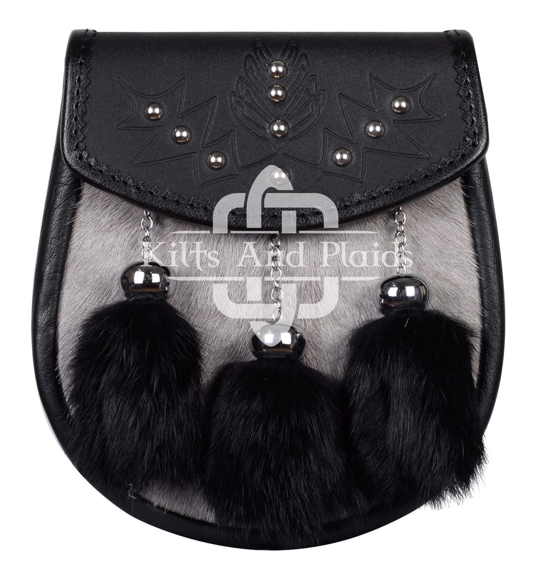 Scottish Grey and Black Rabbit Fur Semi Dress SPORRAN - Thistle ...
