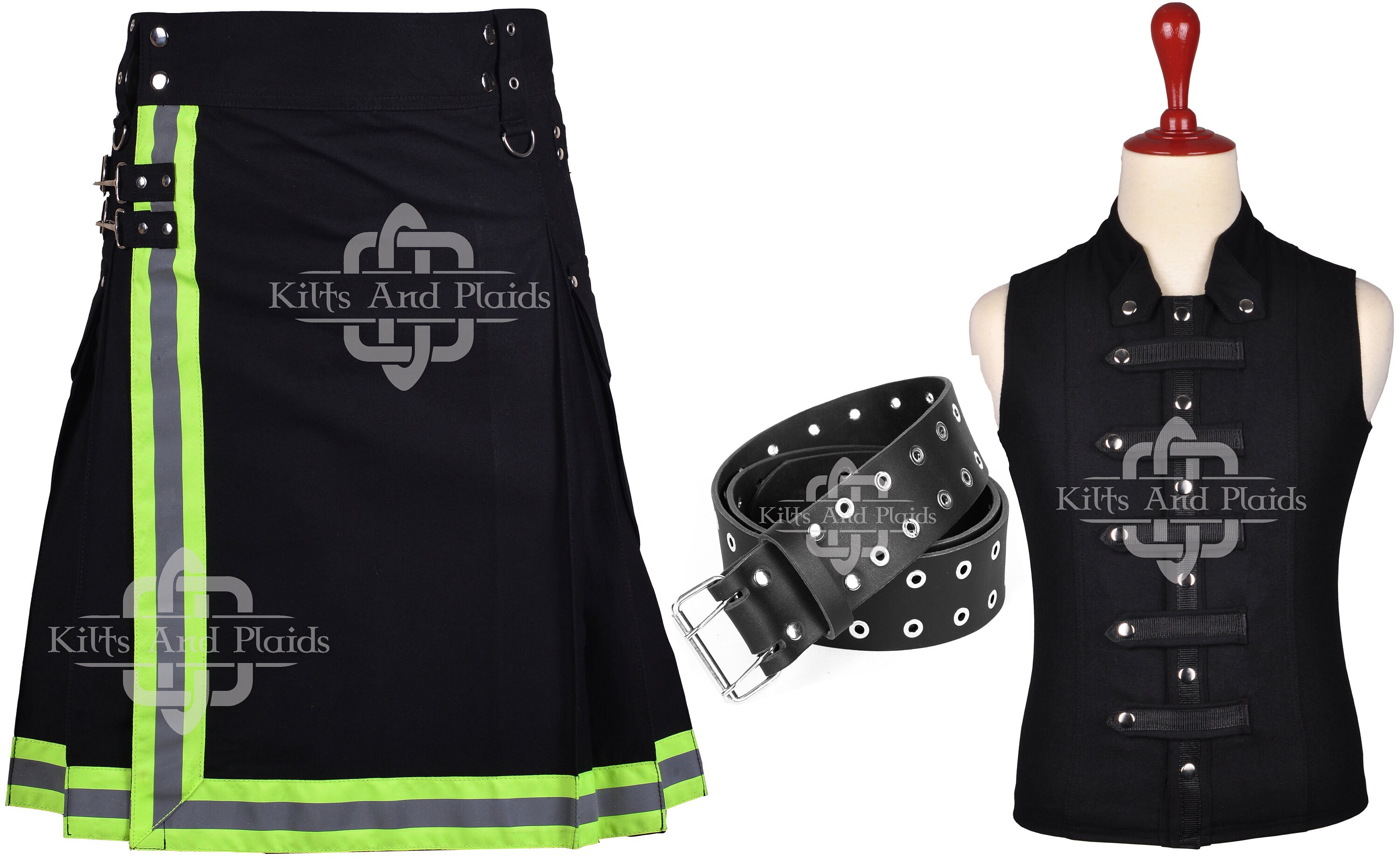 Fireman Gothic Kilt Value Pack Firefighter Kilt Scottish Utility Kilt ...
