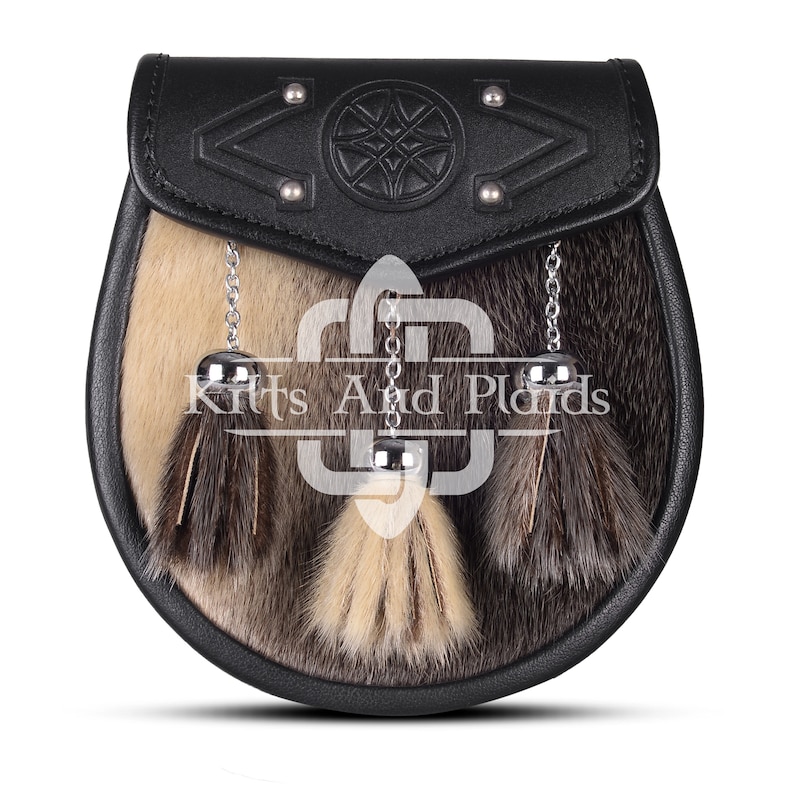 Quality Leather Sporrans - Black Leather Scottish Semi Dress Sporran ...