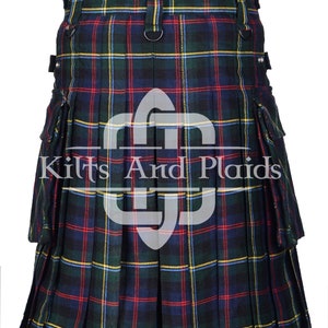 Malcolm TARTAN Handmade Scottish Tartan Utility Kilt - Cargo Pockets Utility Kilts for Men ...