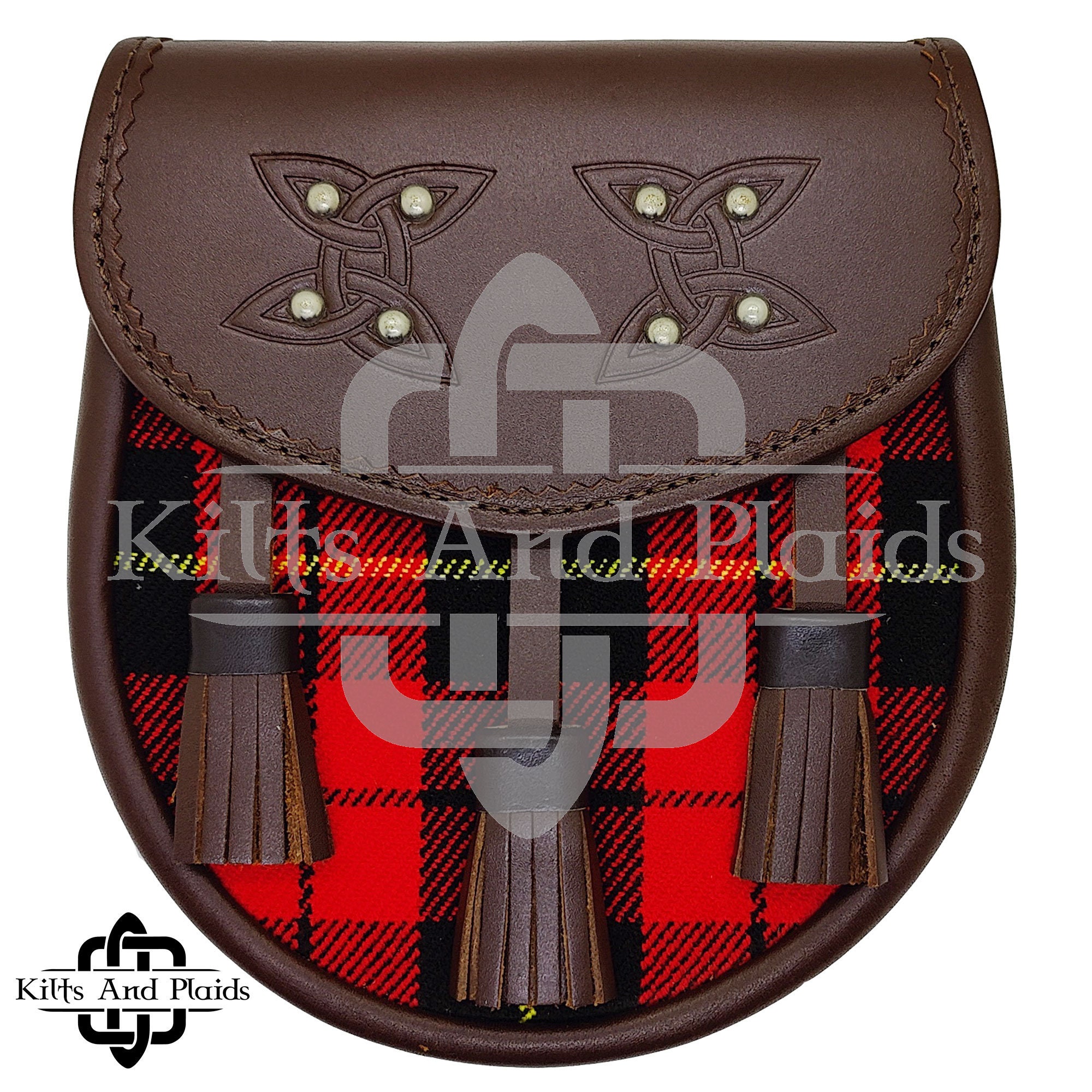 Handmade Scottish Sporran -real Black Leather Sporran - Kilt Sporran ...