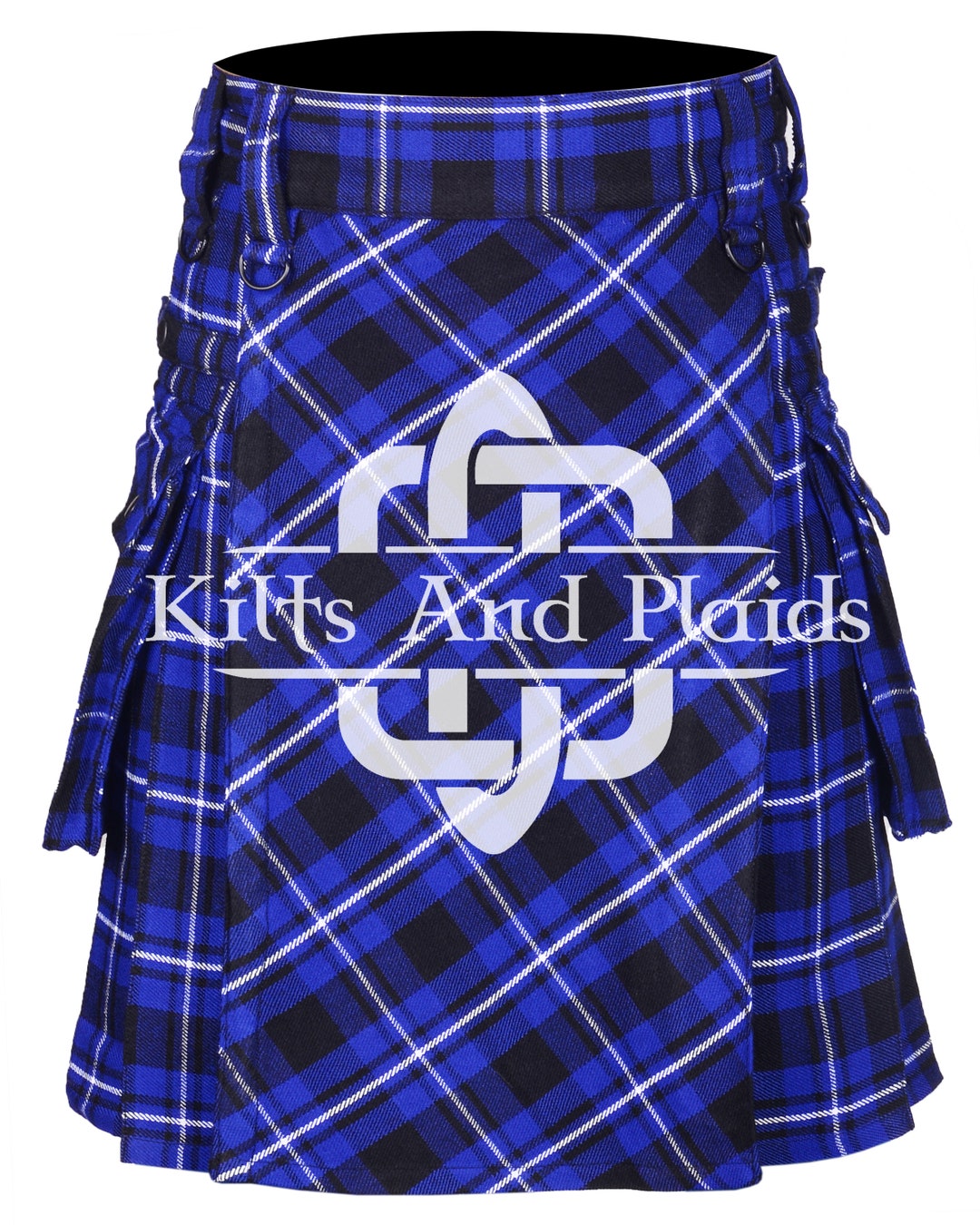 RAMSEY BLUE Tartan - Scottish Bias Apron Tartan Utility Kilt - Cross ...
