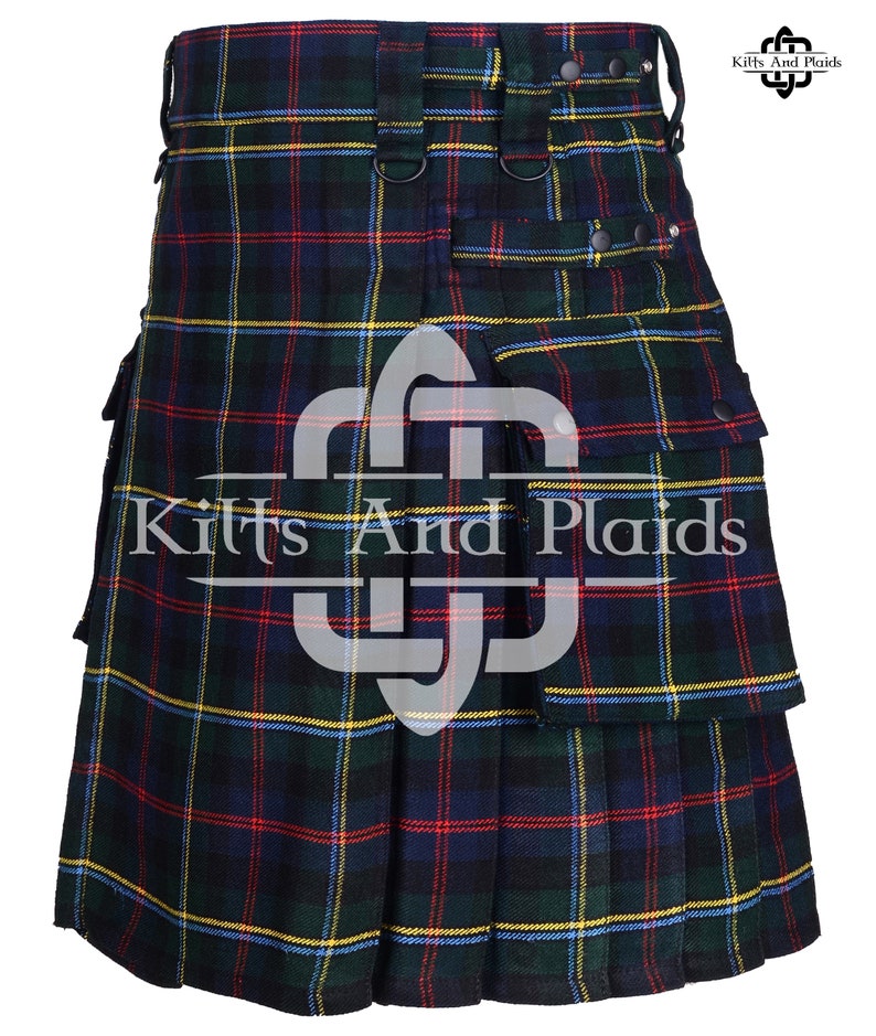Malcolm TARTAN Handmade Scottish Tartan Utility Kilt Cargo Pockets Utility Kilts for Men Made to ...