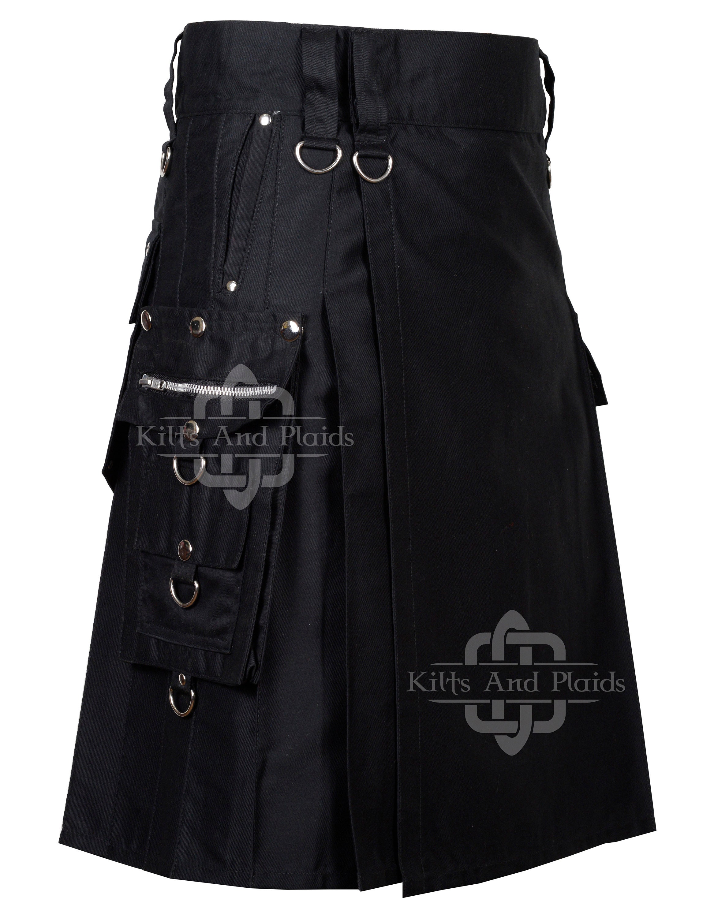 Black Cotton Utility Kilt Punk Rock Kilt Gothic Waistcoat - Etsy
