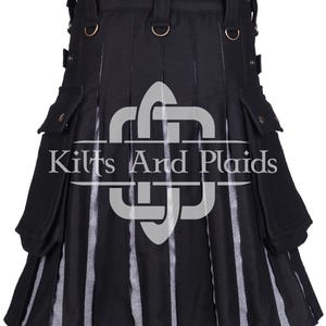 Black and Gray Wool Utility Kilt - Kilt for Men Traditional Highlander ...