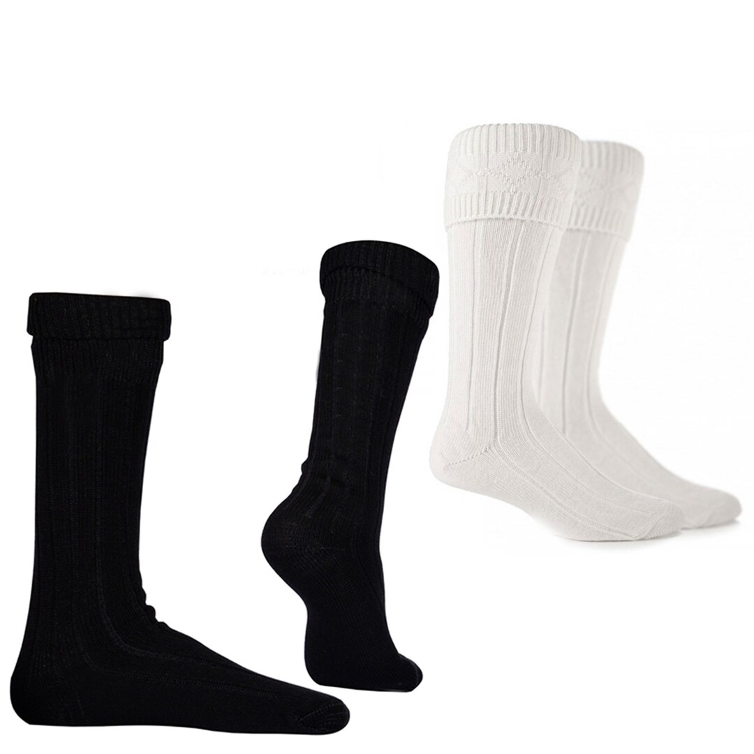Scottish Kilt Socks - Kilt Hose - Available in White - Cream - Black ...