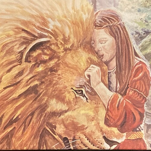 Aslan and Lucy Narnia Print - Etsy
