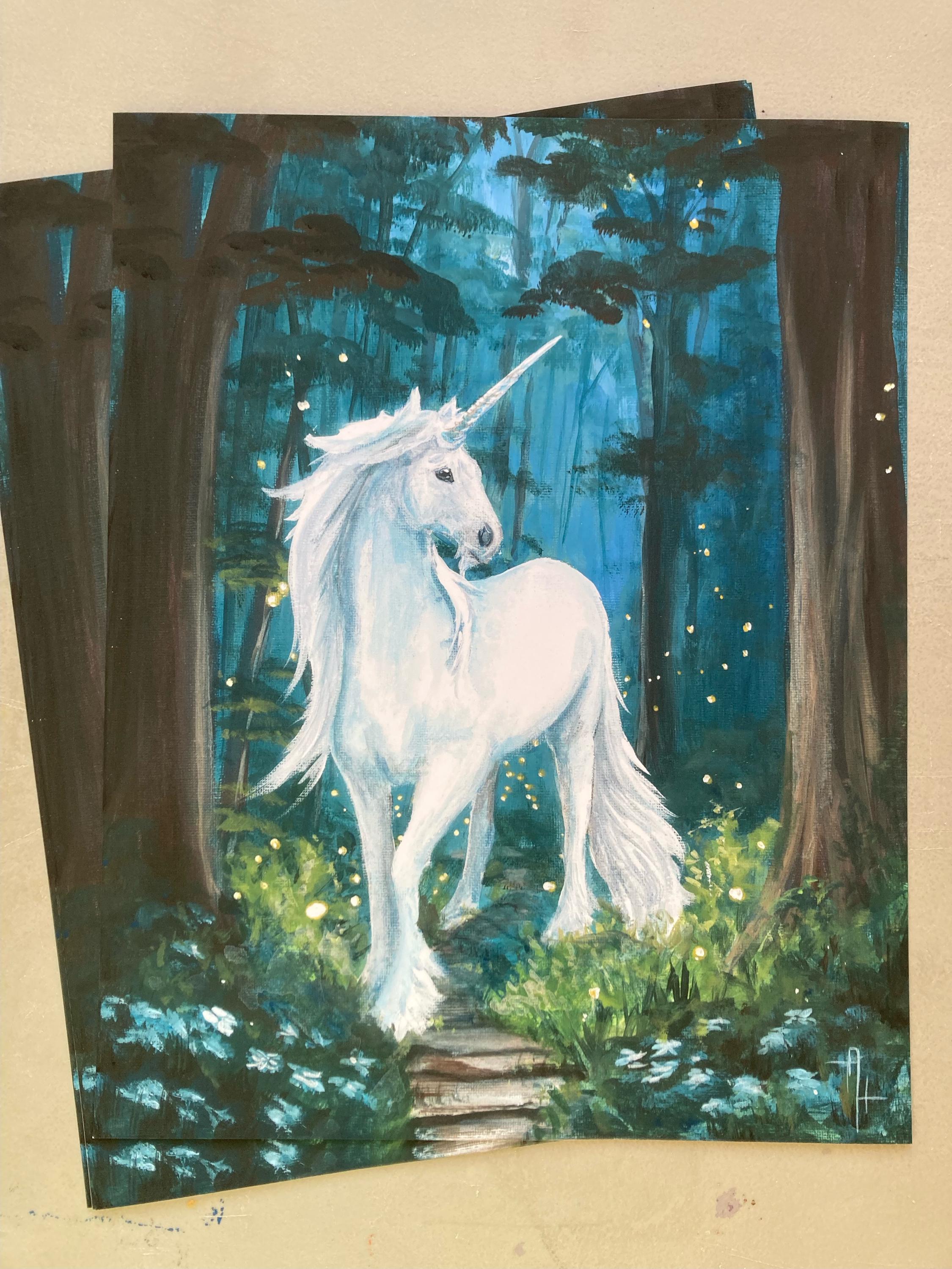 Mythical Forest Unicorn Poster Print 11x14, Fantasy Wall Art Decor for ...