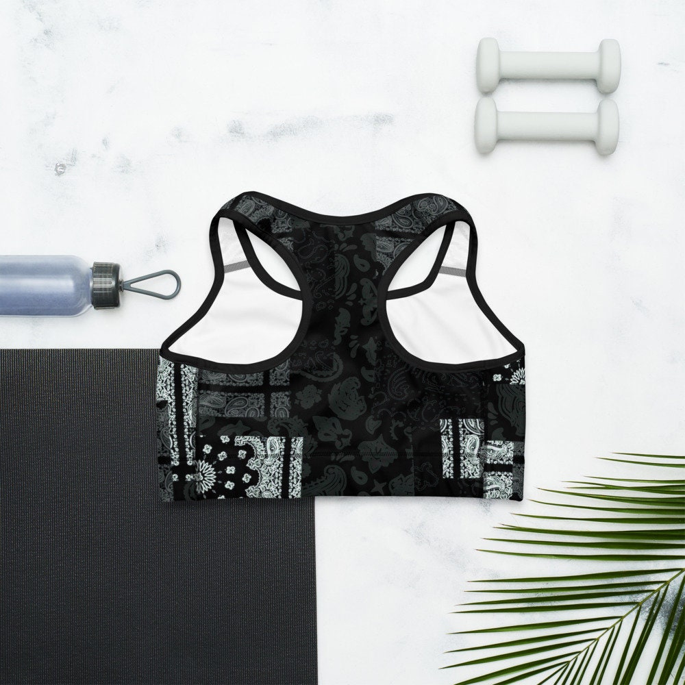 ROYAL ICONIC Patchwork Bandana Flag Sports Bra Monochrome - Etsy