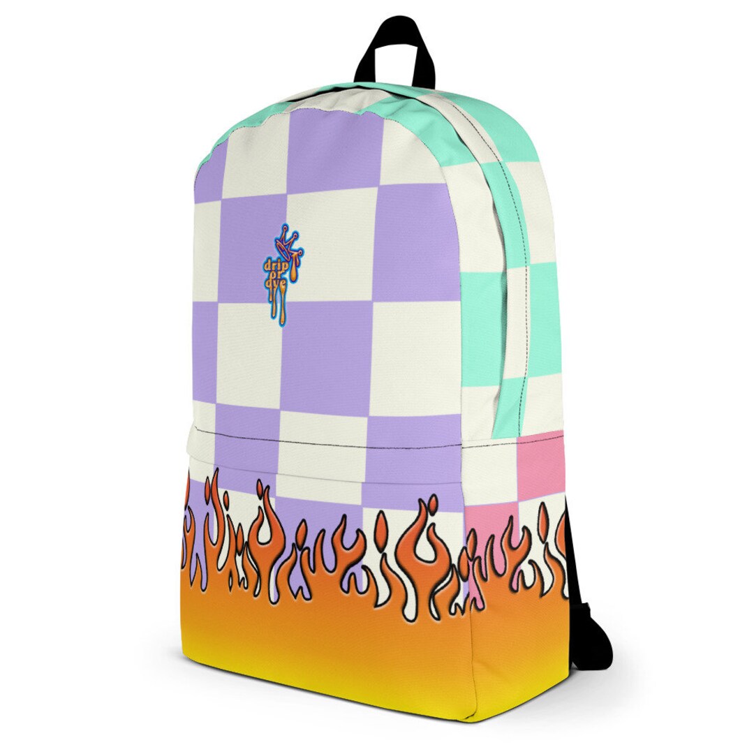 DRIP OR DYE | Checker Flames Color Block Backpack Pastel Purple Violet ...