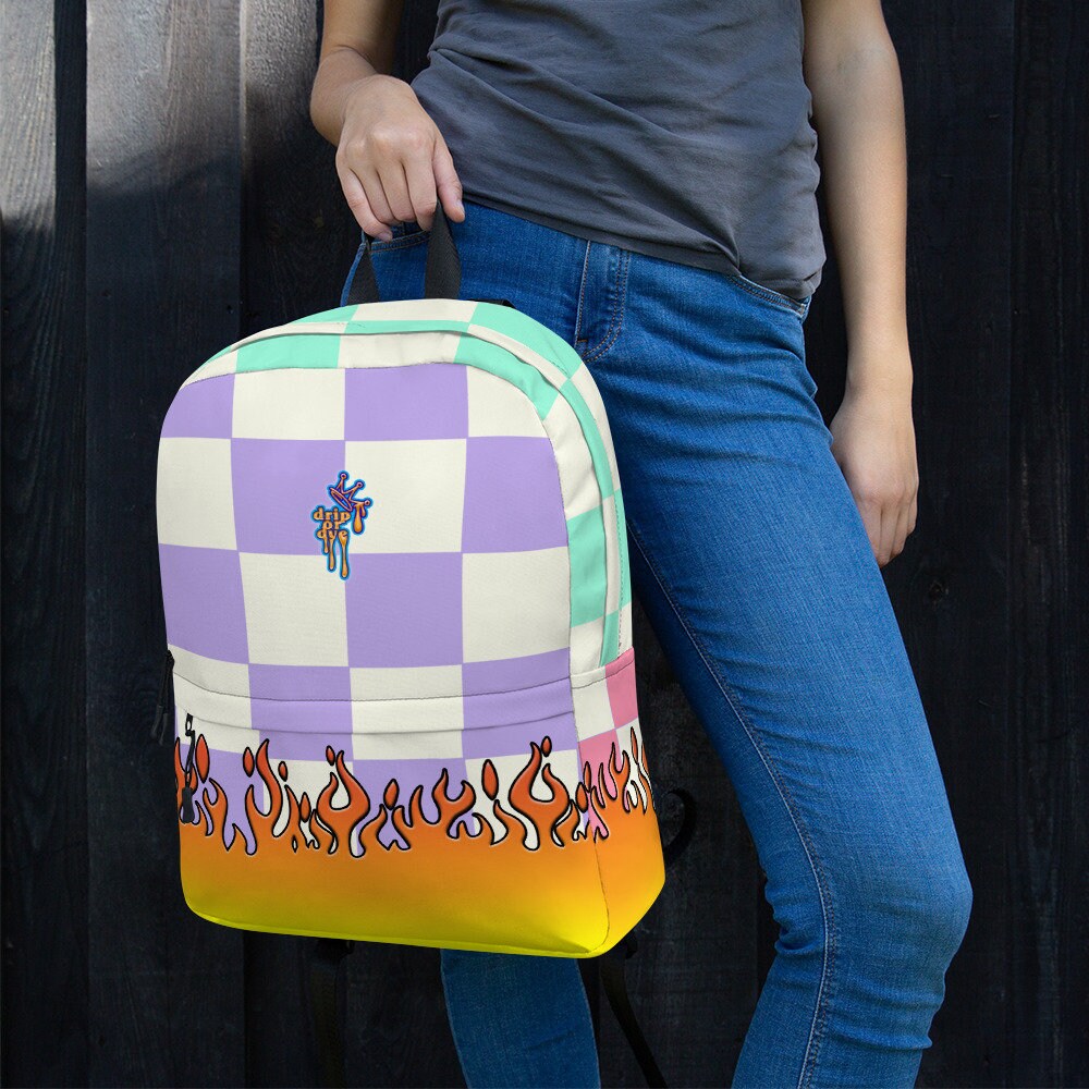 DRIP OR DYE Checker Flames Color Block Backpack Pastel - Etsy
