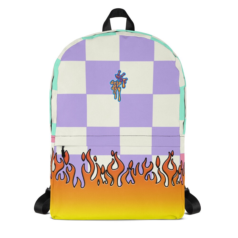 DRIP OR DYE Checker Flames Color Block Backpack Pastel Purple Violet ...