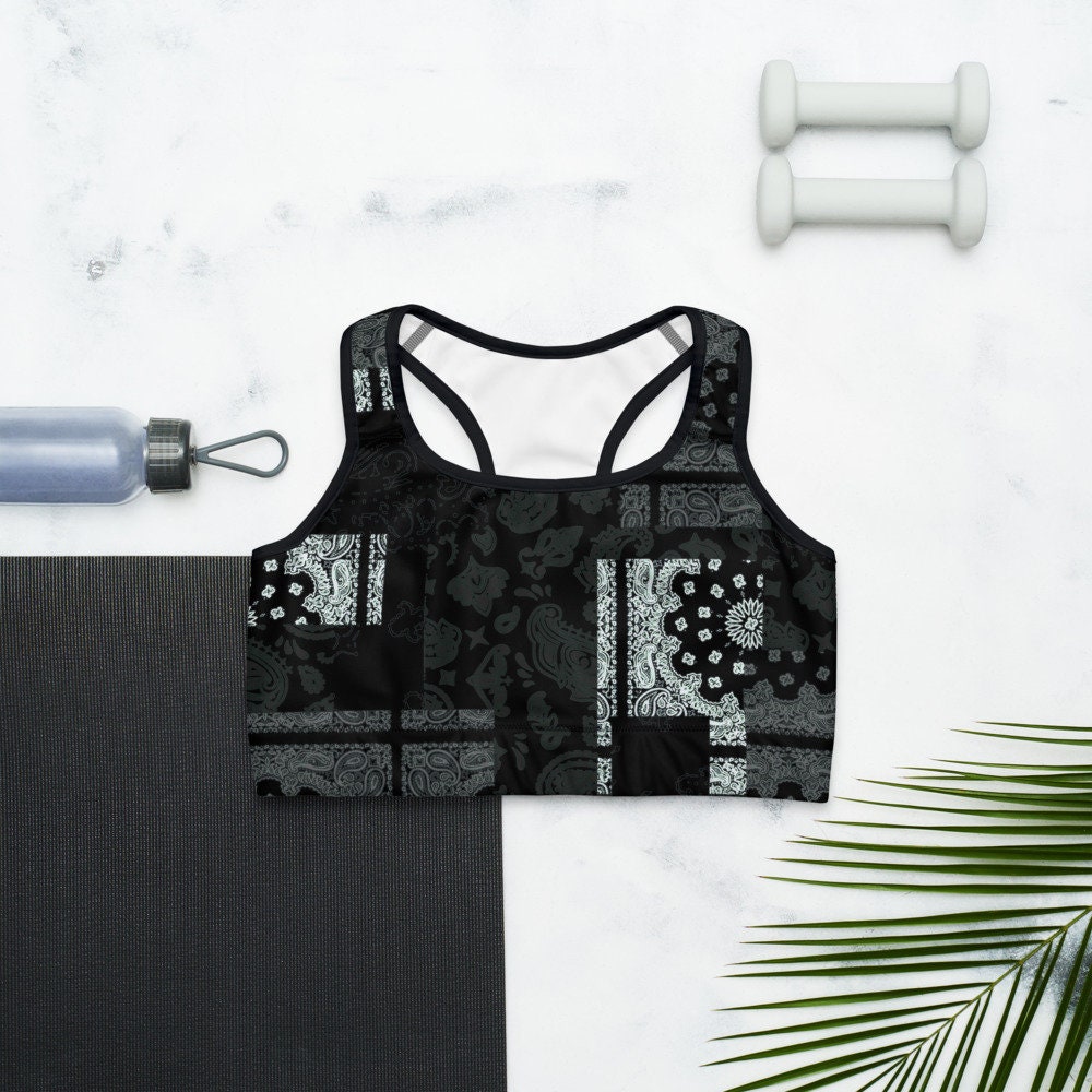 ROYAL ICONIC Patchwork Bandana Flag Sports Bra Monochrome - Etsy