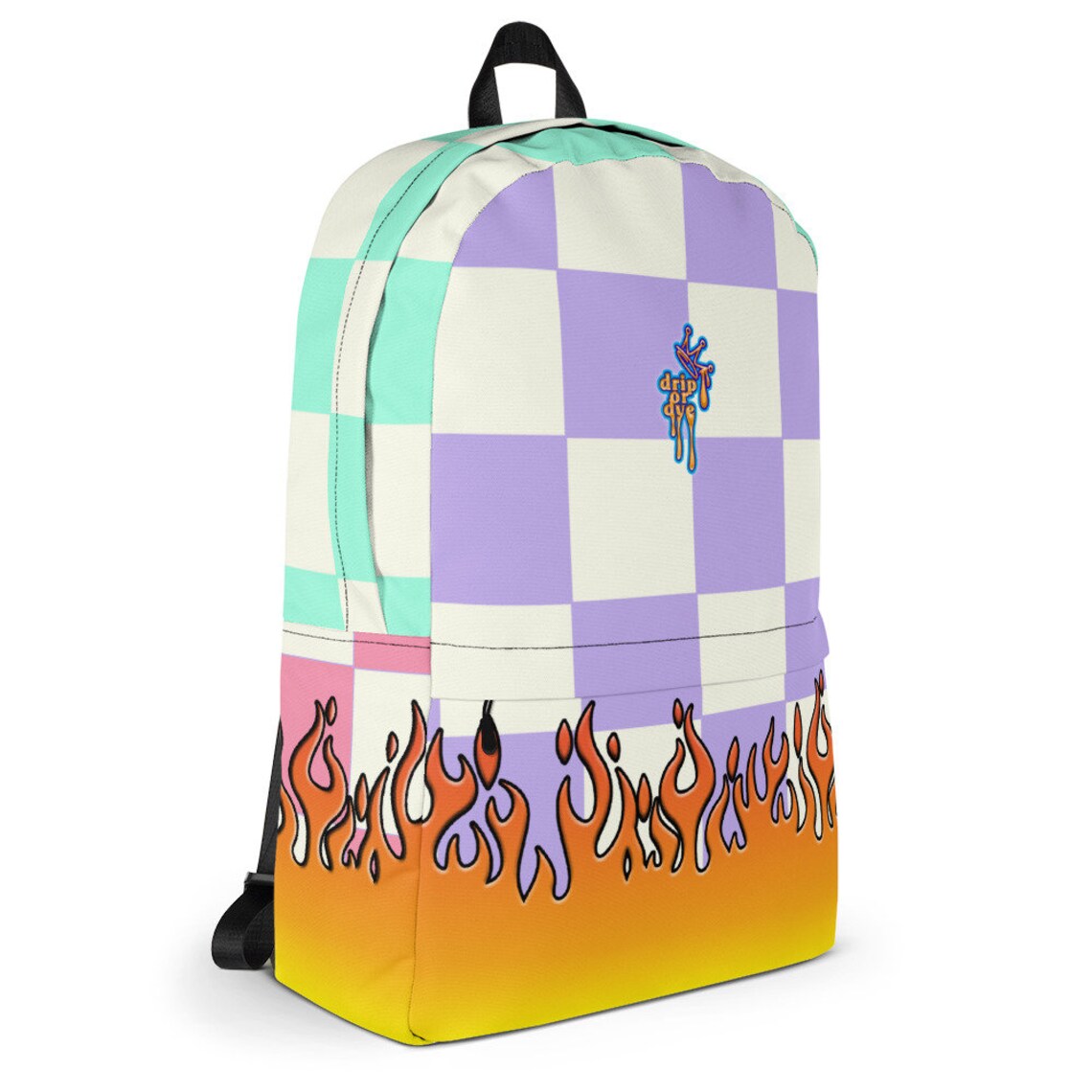 DRIP OR DYE Checker Flames Color Block Backpack Pastel - Etsy