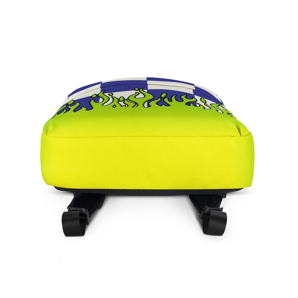 DRIP OR DYE Checker Flames Color Block Backpack Alien Green Royal Blue ...