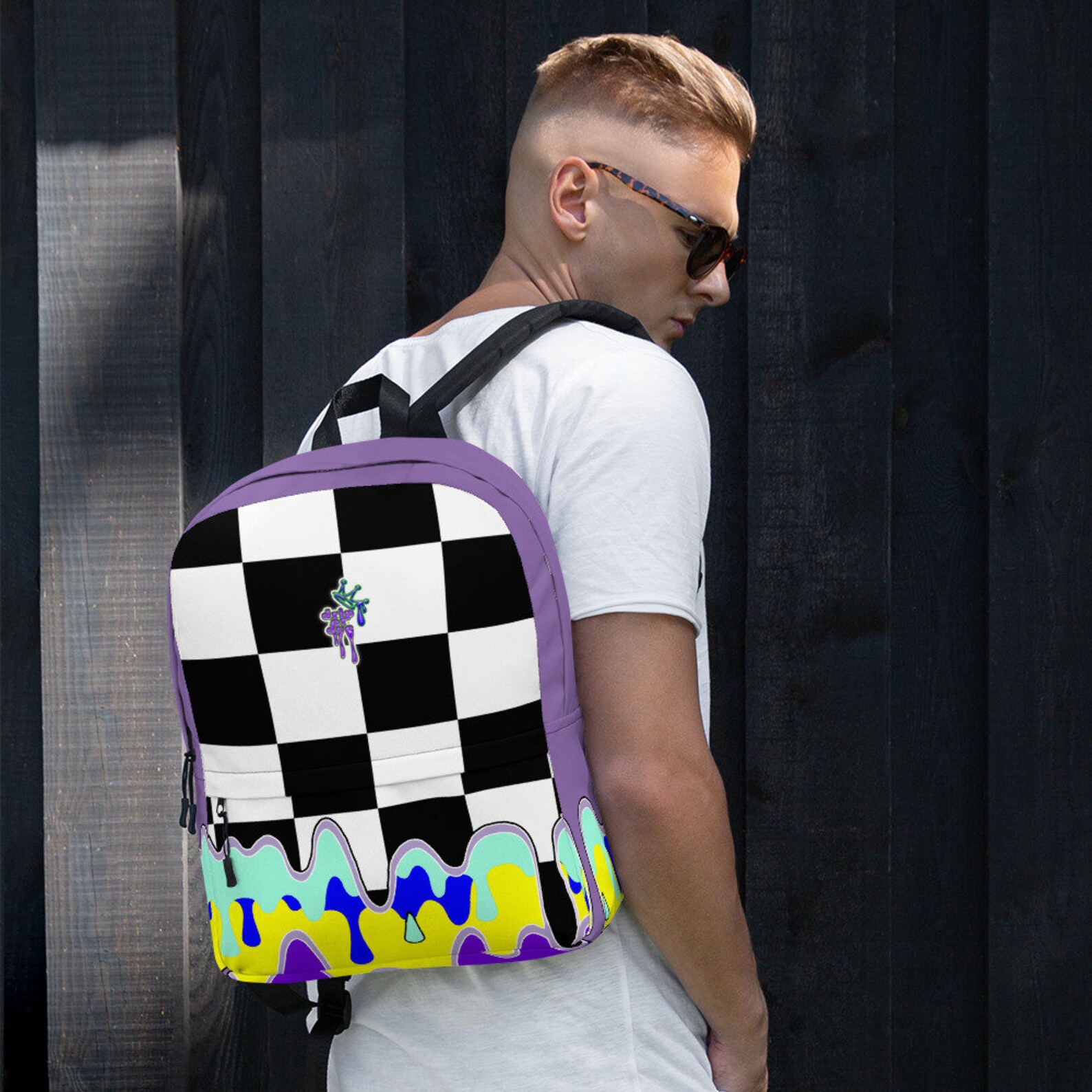 DRIP OR DYE | Checker Drip Backpack Purple Reign - Etsy