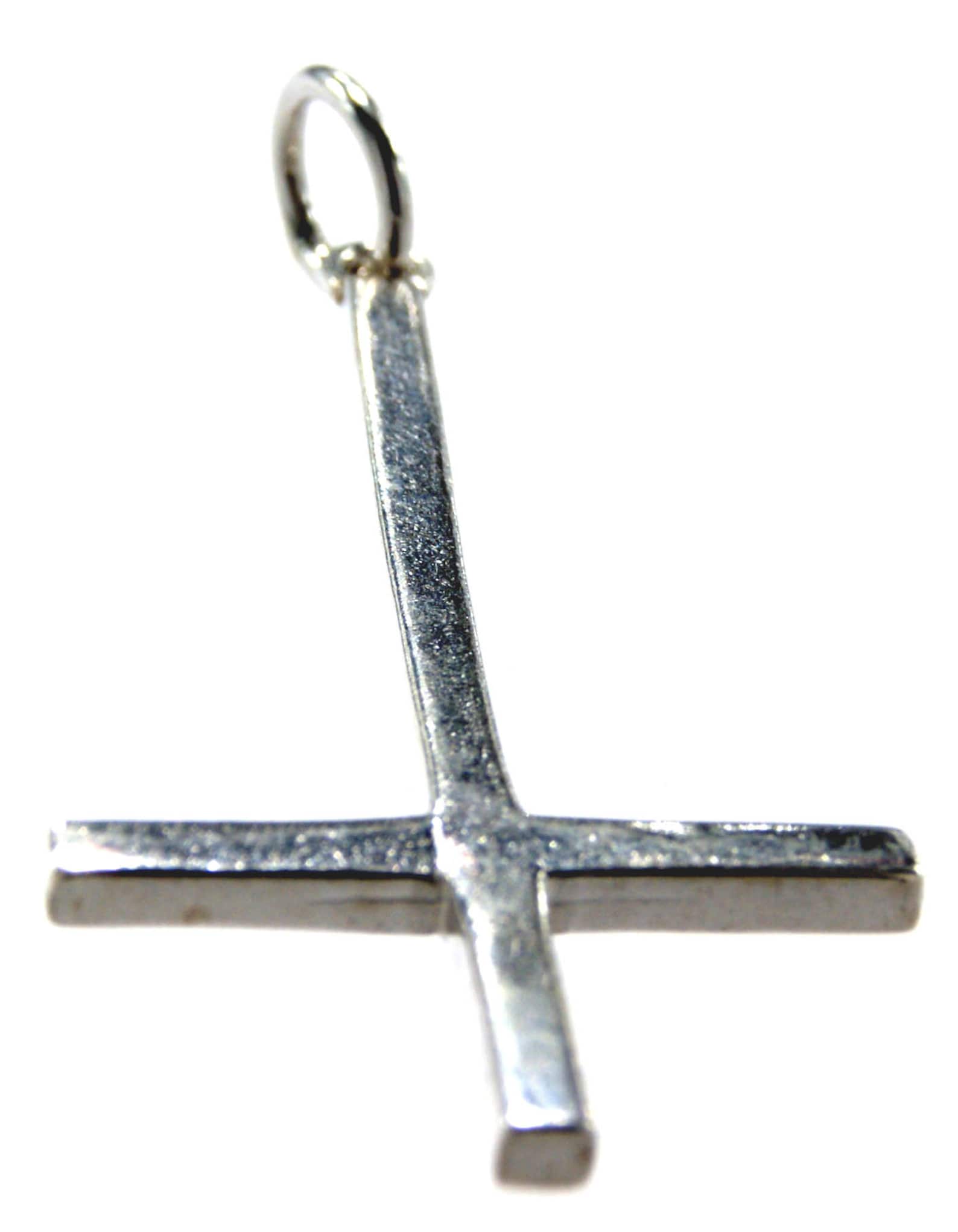 Upturned Cross Satan Devil 925 Silver Sterling Reverse | Etsy