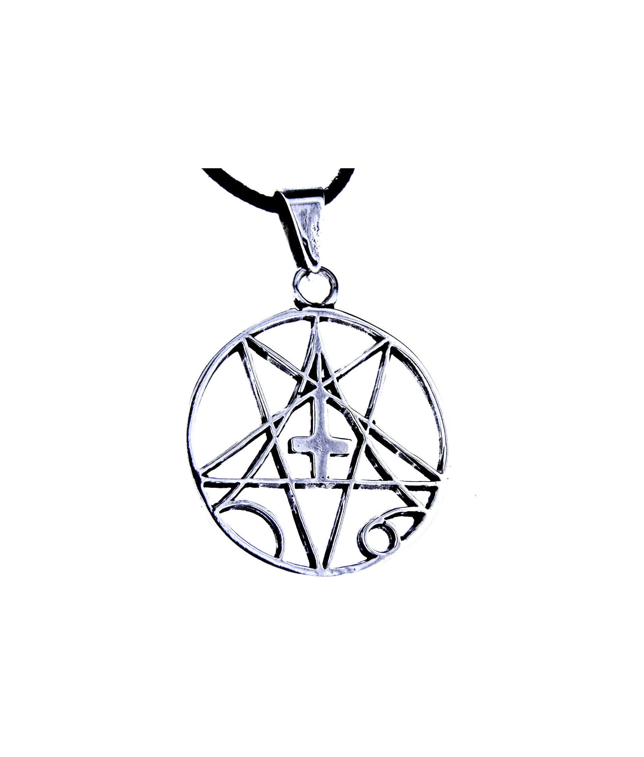 Pentagram 925 Silver Pendant Upturned Cross Satan Pentagram | Etsy