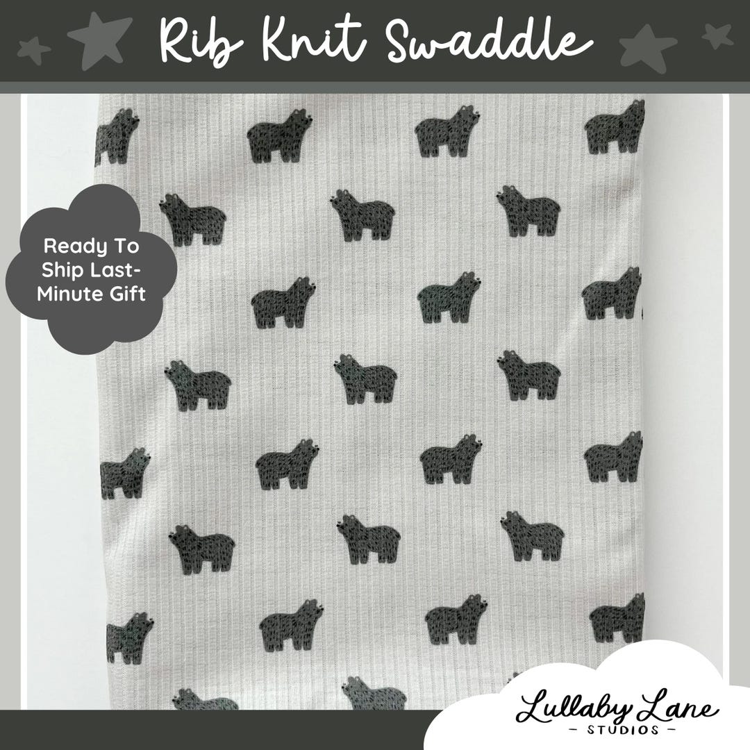 Rib Knit Baby Swaddle | Bear Baby Swaddle | Stretchy Swaddle | Preemie ...