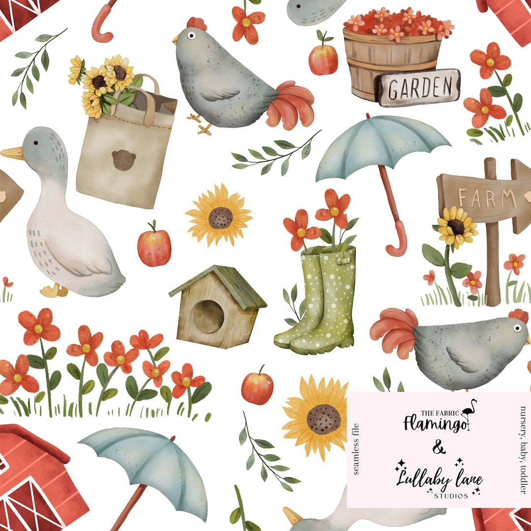 Garden Gal Seamless File: Spring Farm Animals Digital Paper (JPG) - Etsy