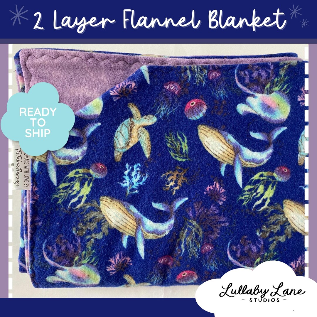 Fluorescent Ocean | Soft Cuddly Baby Blanket | Whale Blanket | Navy ...