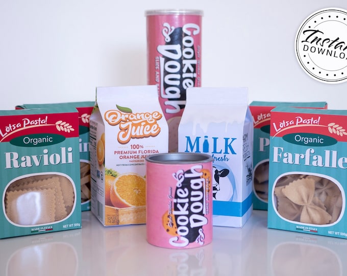 Printable Kids Play Food Labels, Boxes and Cartons - Etsy