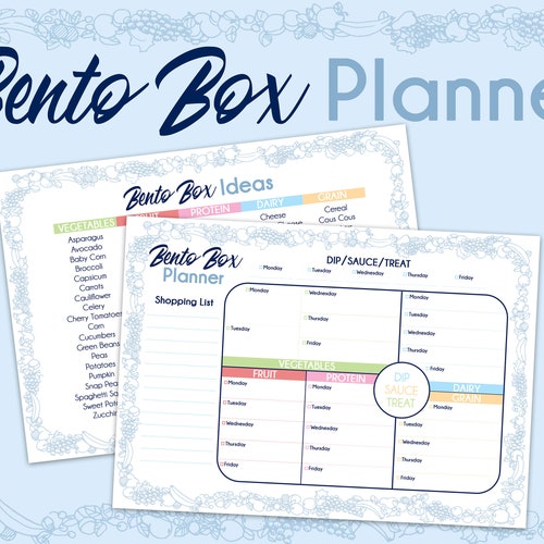 Bento Box Planning Printable and Ideas Sheet | Etsy