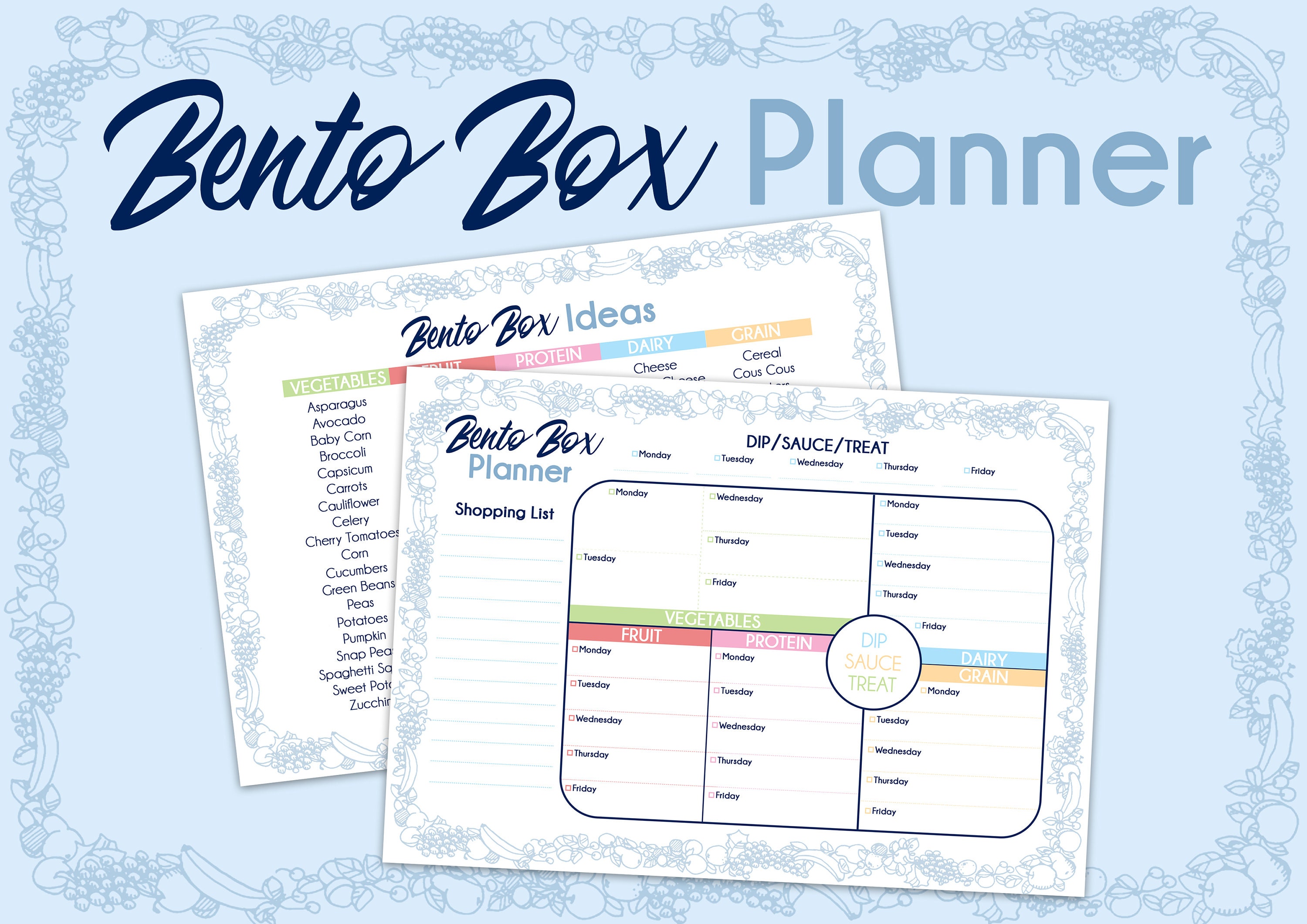 Bento Box Planning Printable and Ideas Sheet - Etsy