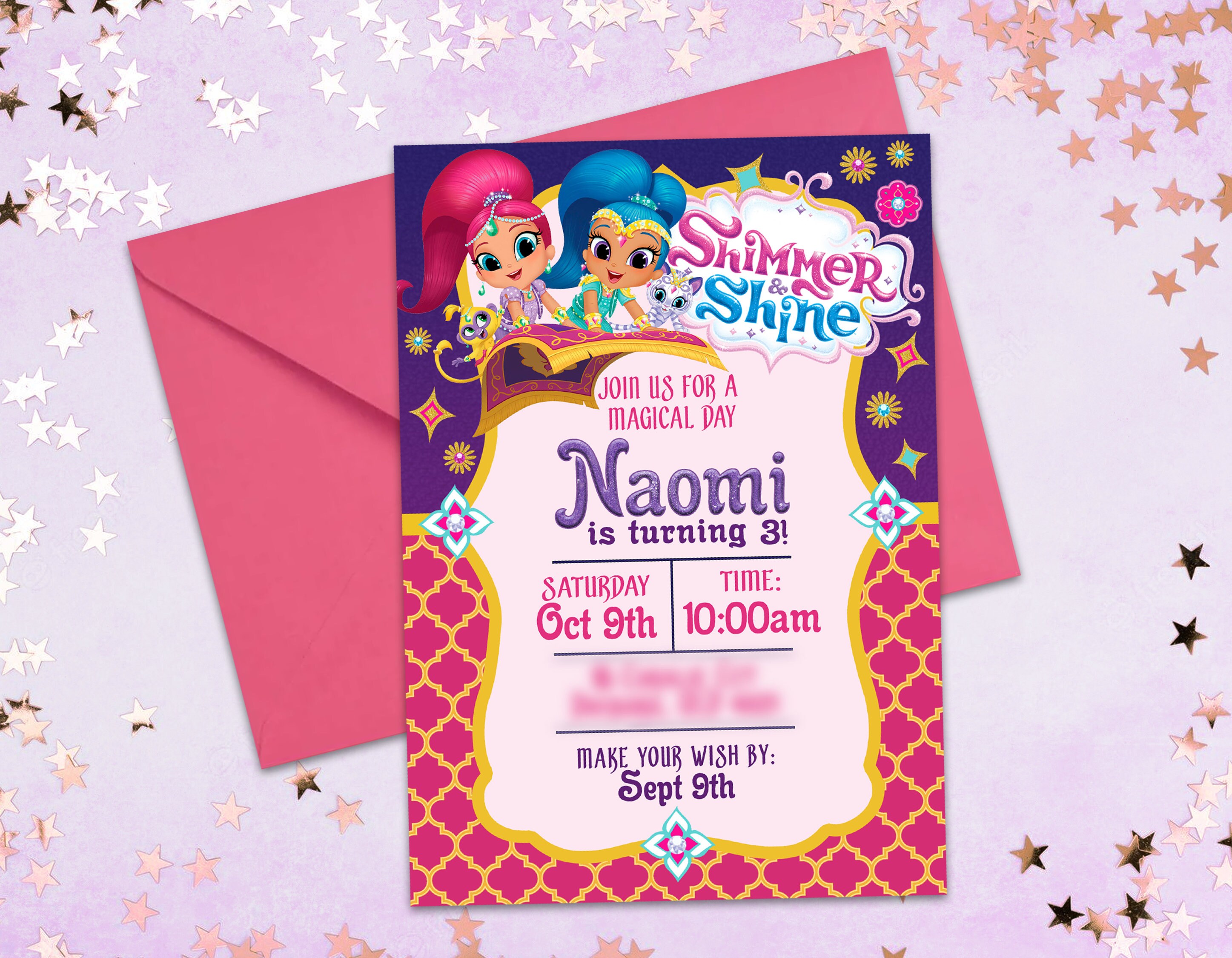 Shimmer and Shine Personalised Printable Birthday Party Invitation - Etsy
