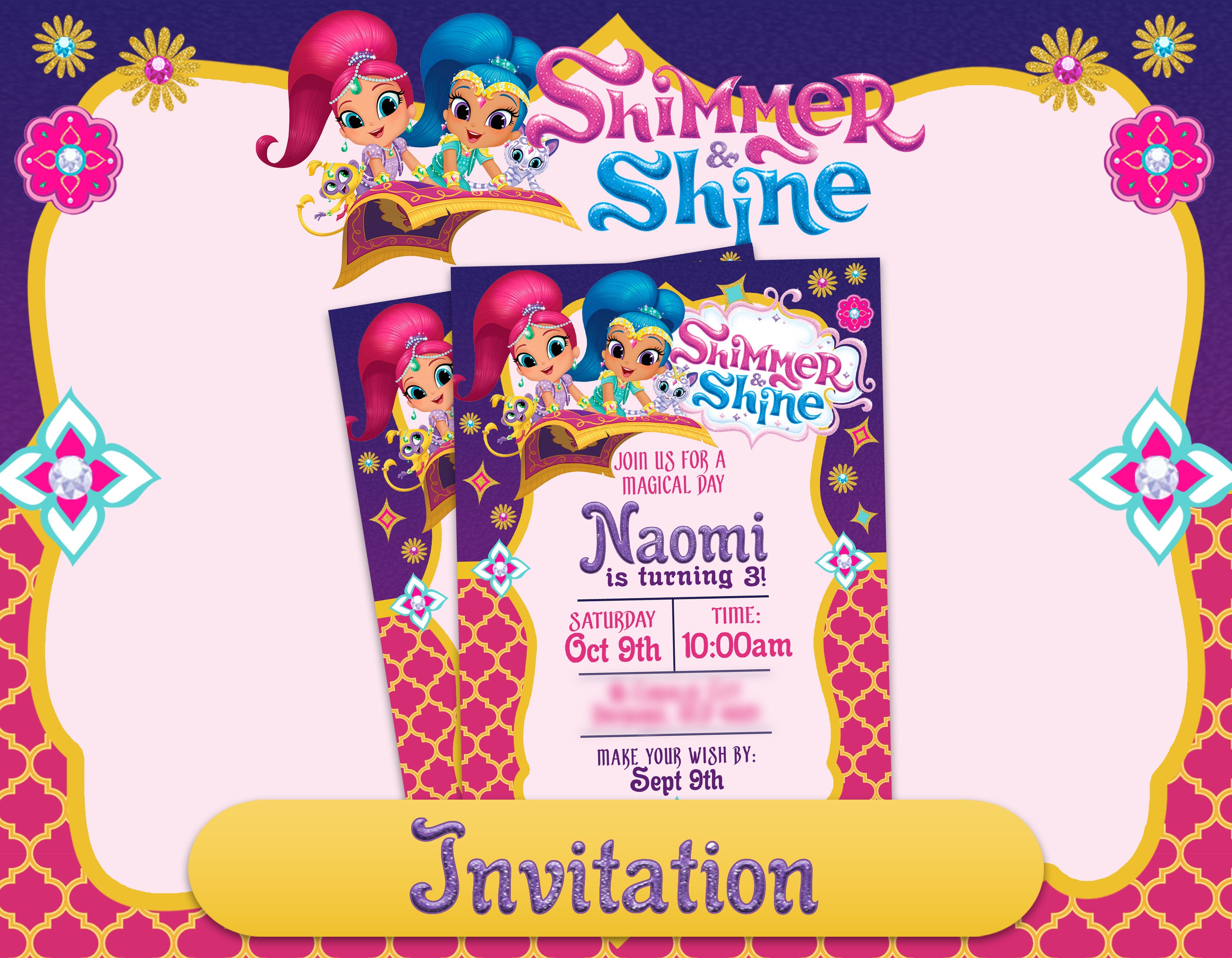 Shimmer And Shine Invitation Template 11 Free Templates For 'Shimmer