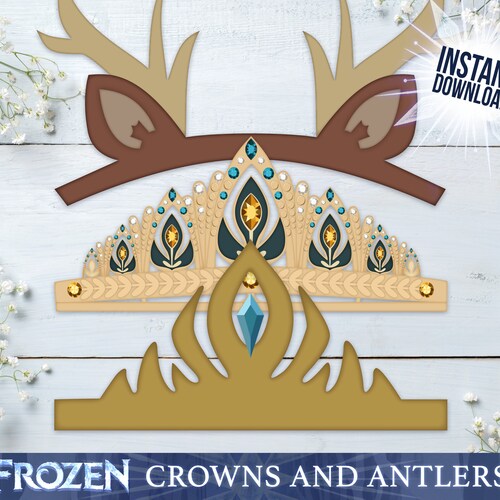 Anna and Elsa Crowns and Antlers Printable Frozen Themed Party - Etsy
