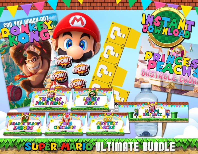 Ultimate Super Mario Princess Peach Birthday Party Bundle - Etsy
