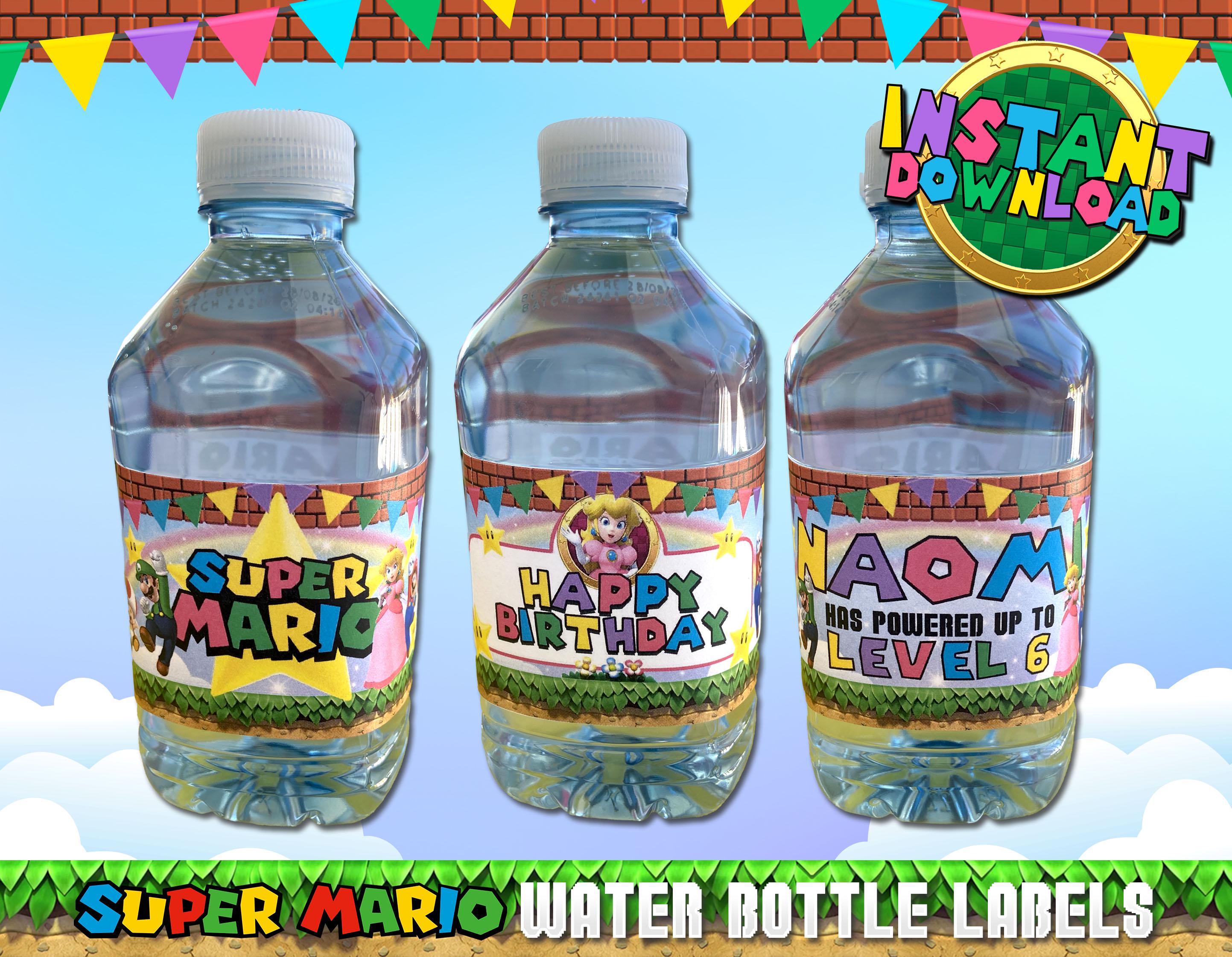 Printable Mini Water Bottle Labels for a Super Mario or Princess Peach ...
