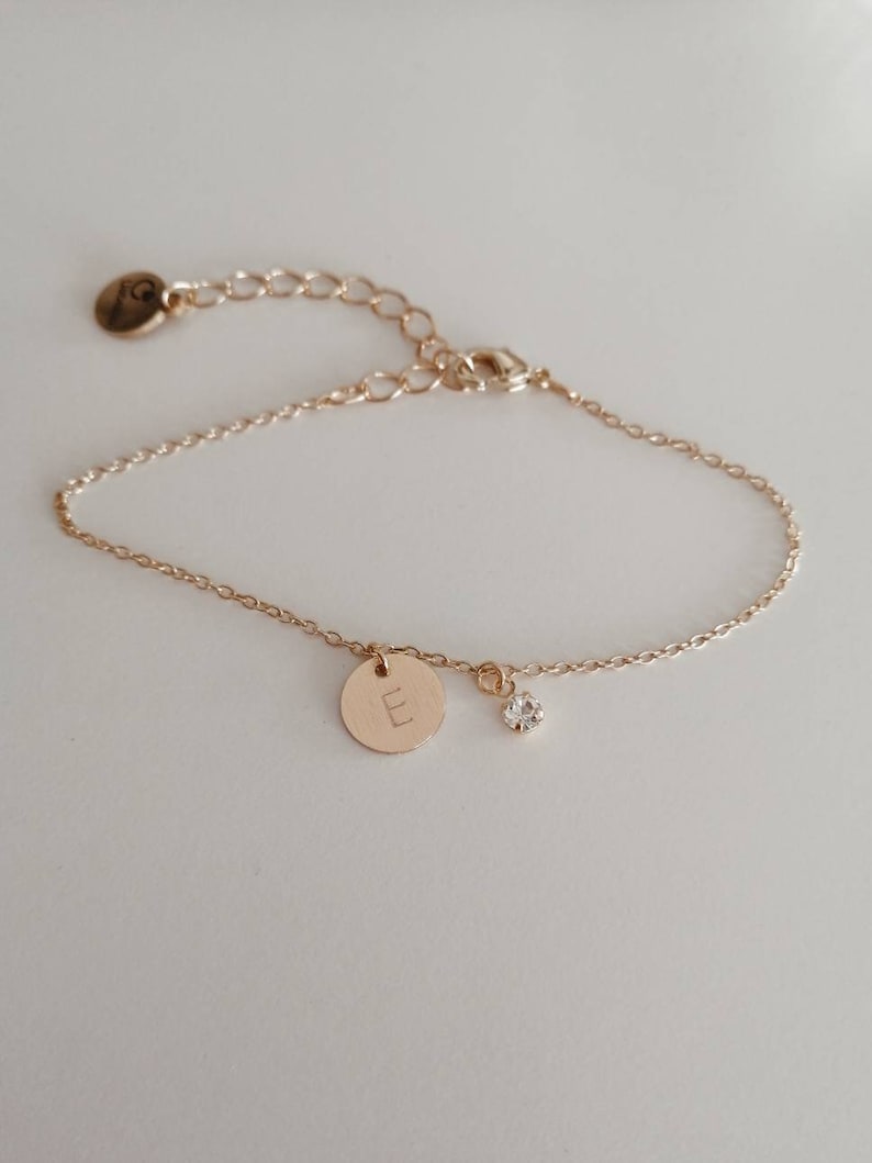 Multiple Initials Bracelet, Engraving, Initial Chain, Crystal, 18k Gold ...