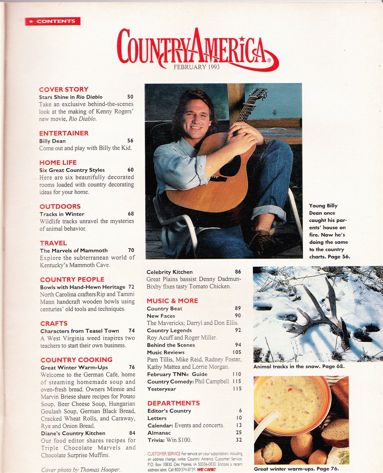 Country America Magazine Fév 1993 Kenny Rogers Naomi Travis Tritt ...