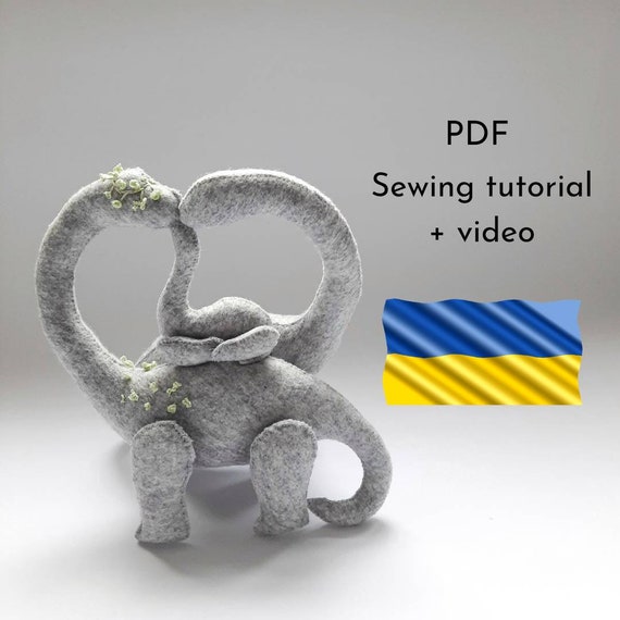 Dinosaur Sewing Pattern Video Tutorial DIY Stuffed Toy Pattern | Etsy