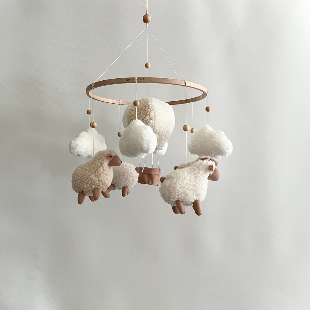 Boucle Mobile, Sheep Mobile, Cloud Mobile, Nursery Decor, Crib Mobile ...