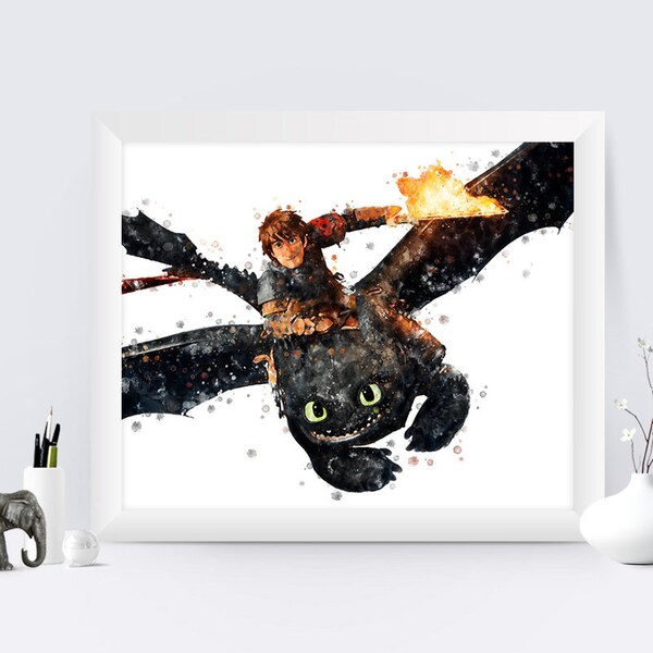 How to Train Your Dragon Clipart. Watercolor Digital Illustration Night ...