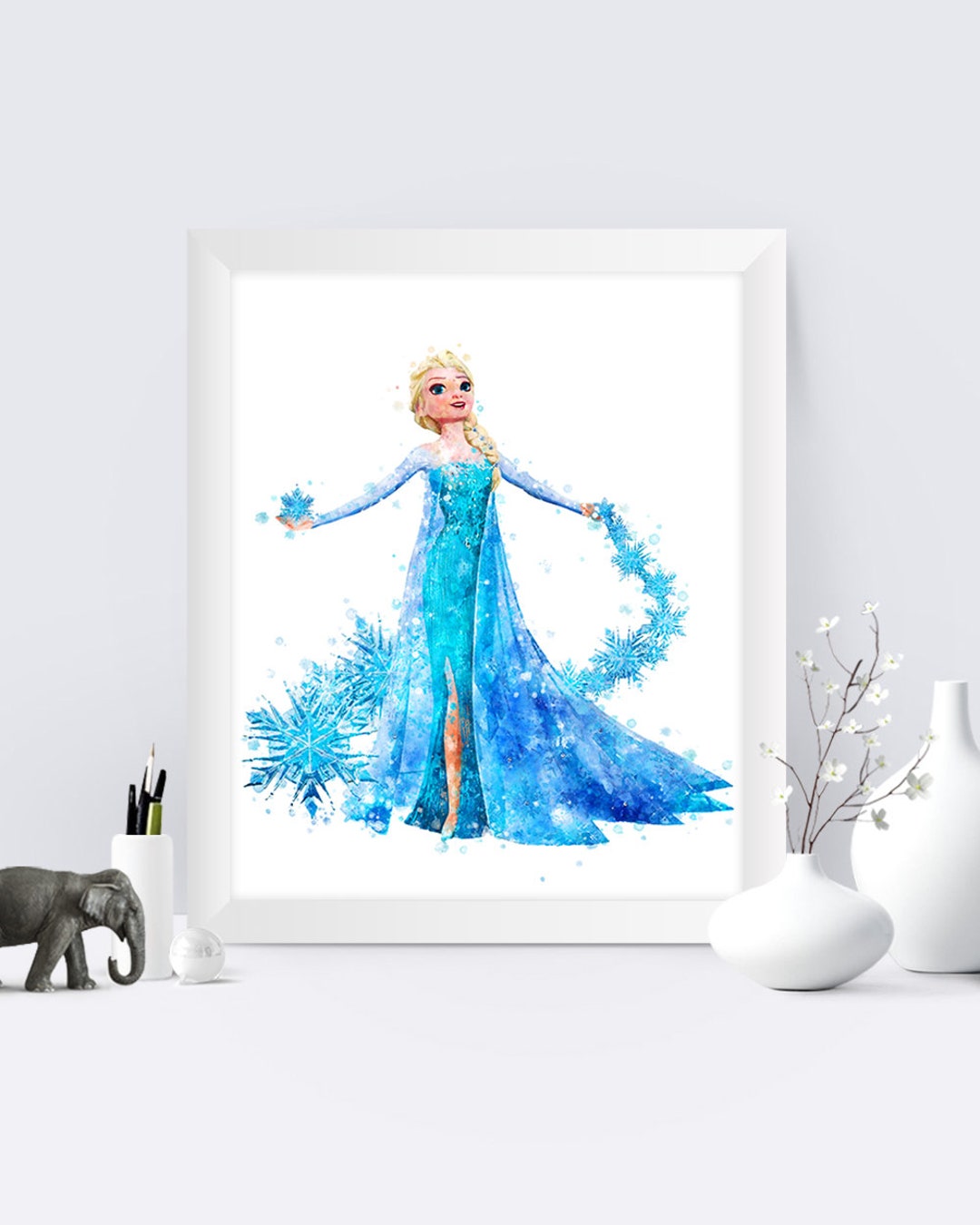 Princess Elsa Print Watercolor Elsa Printable Frozen Elsa Wall Art ...