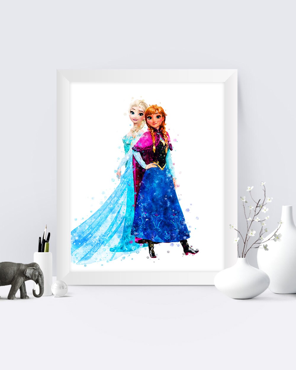 Anna and Elsa Print Frozen Printables Elsa and Anna Watercolor - Etsy