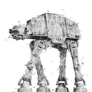 At-at Walker Print Star Wars Poster At-at Walker Black and White Star ...