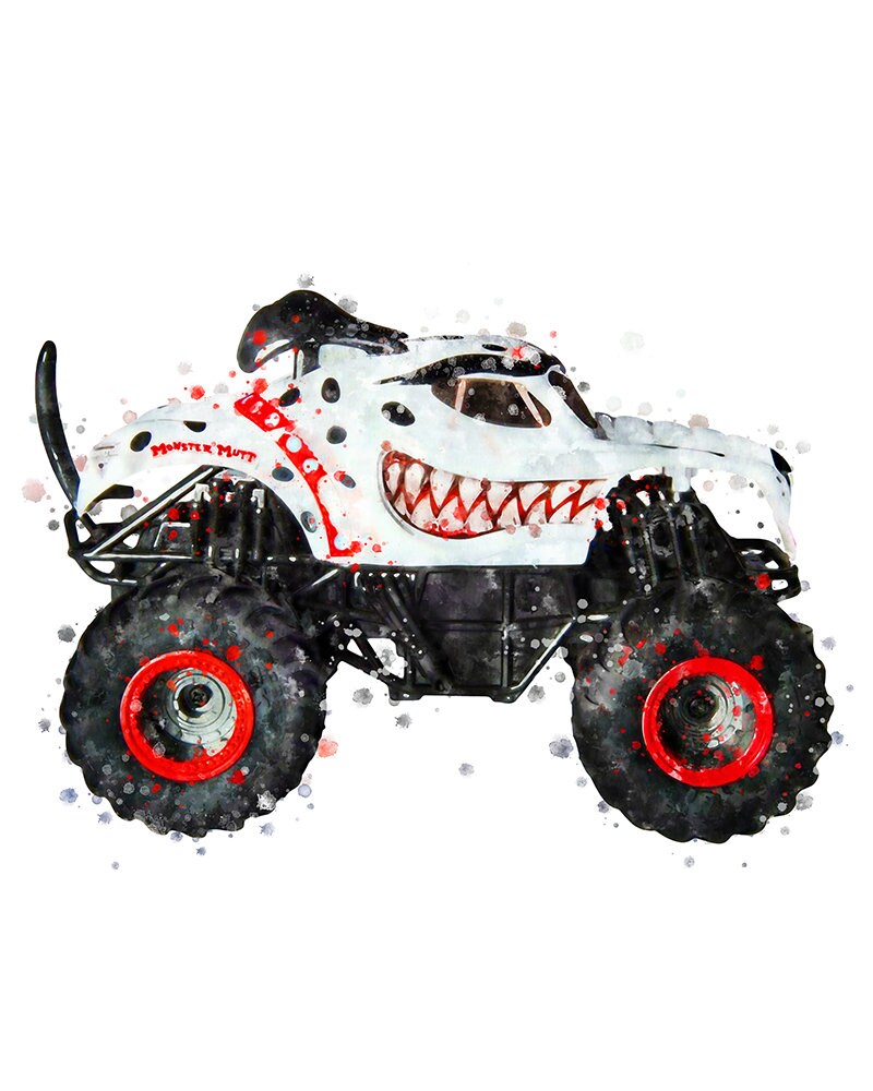 Monster Mutt Art Print Monster jam Watercolor Printable | Etsy