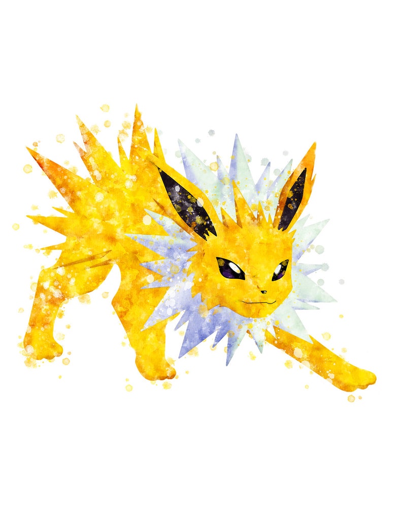 Pokemon Jolteon Print Watercolor Printable Jolteon Poster | Etsy