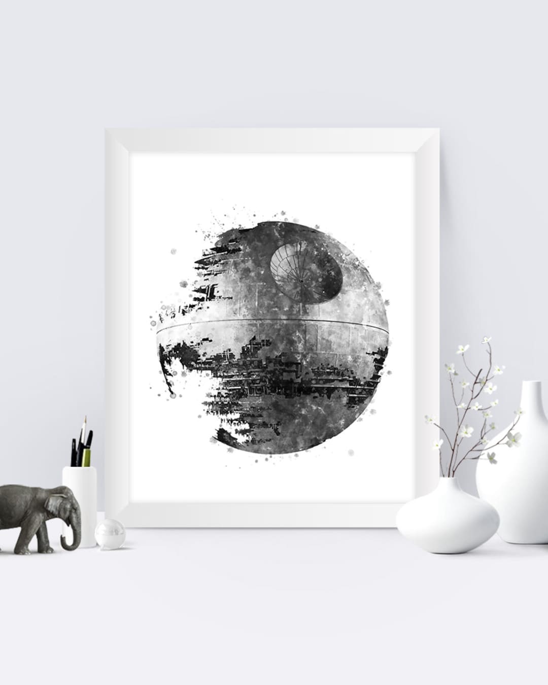 Death Star Print Star Wars Death Star Watercolor Wall Art Star Wars ...