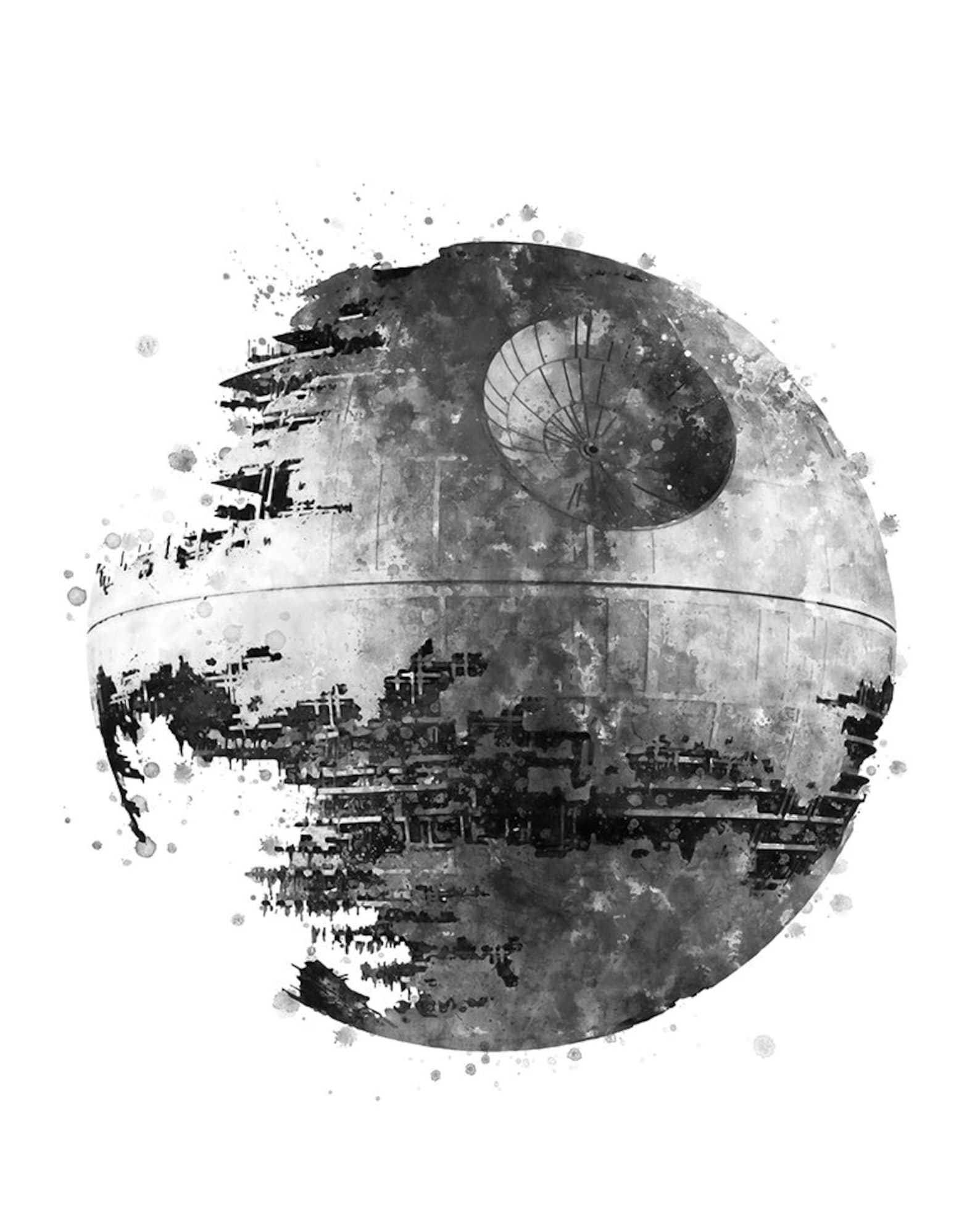 Death Star Print Star Wars Death Star Watercolor Wall Art Star Wars ...
